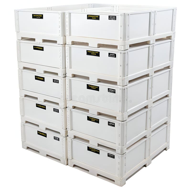 Stacked Clean Crates Isolated on White Background Stock Photo - Image ...