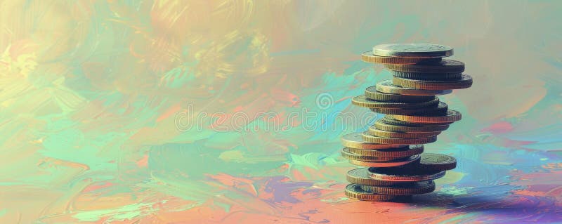 Stacked Coins on Colorful Pastel Background Stock Photo - Image of ...
