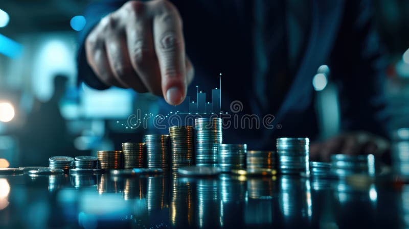 The Stack of Growing Coins. AI Generated Stock Photo - Image of finance ...