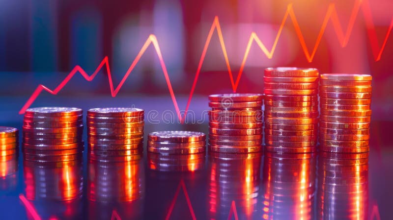 Stacked Coins and Financial Graphs.AI Generated Image Stock Photo ...