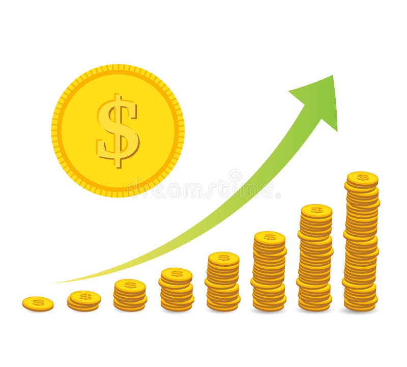 Stacked coins graph arrow stock vector. Illustration of diagram - 67161597