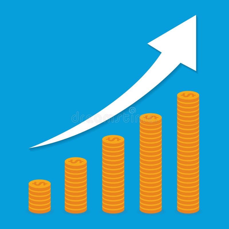 Stacked Coins Growth Chart. Rising Revenue Concept. Flat Style Vector ...