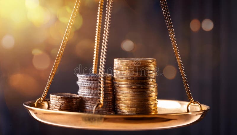 Stacked Coins on Justice Scale Stock Image - Image of representation ...