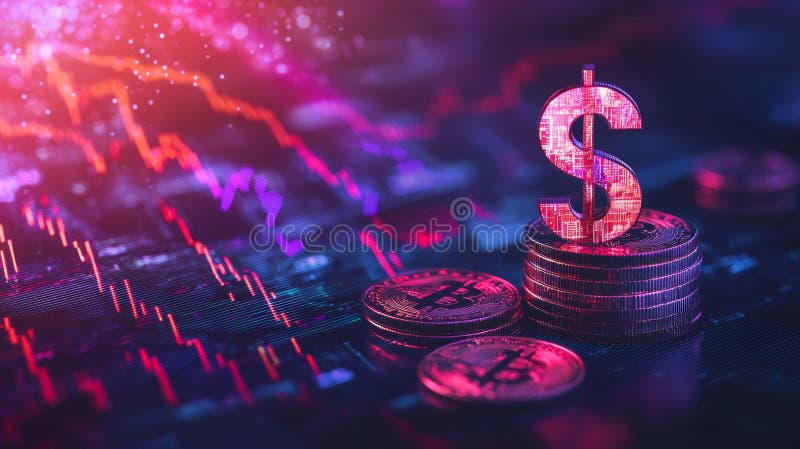 With Stacked Coins and a Rising Graph, a Dollar Sign (or Dollar Sign ...