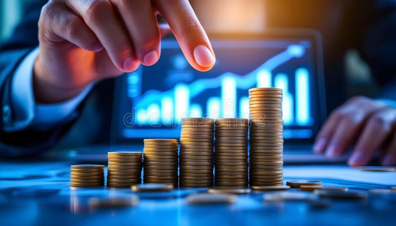 Stacked Coins and Rising Graph Symbolizing Financial Growth Stock ...