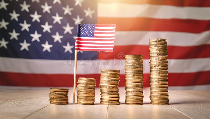 Stacked Coins Symbolizing Financial Growth, with China Flag Stock ...