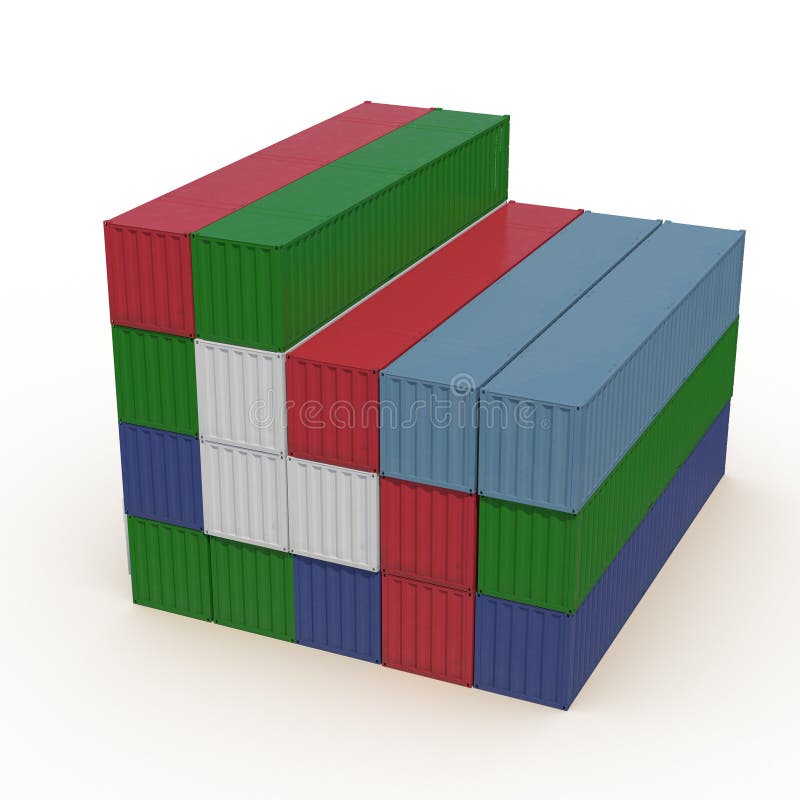 Stacked Color Cargo Containers Stock Illustrations – 111 Stacked Color ...