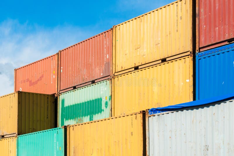 Stacked colored containers stock image. Image of outdoor - 50270205