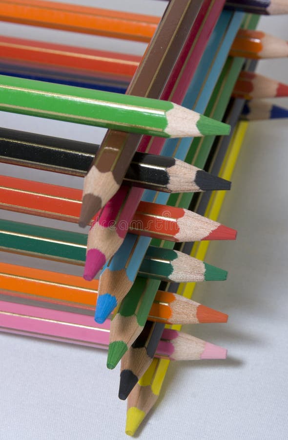 Stacked colored pencils stock image. Image of closeup - 8768639