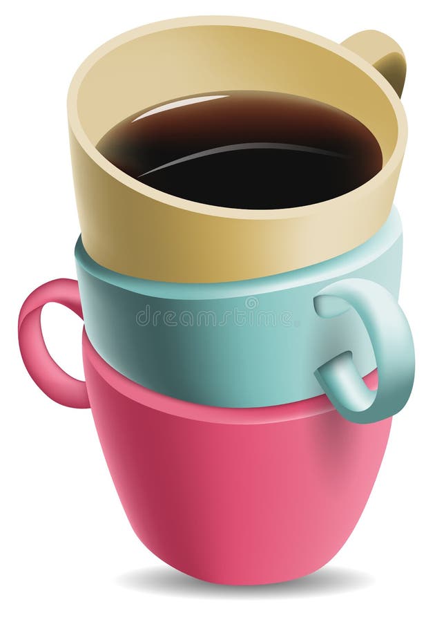Stacked Teacups stock vector. Illustration of detailed - 38258909