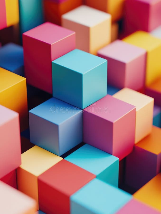 Stacked Colorful Cube Pyramid Stock Photo - Image of cheerful, playful ...