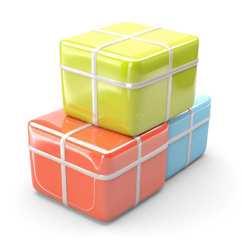 Stack of Colorful Gift Boxes with White Ribbons Stock Illustration ...