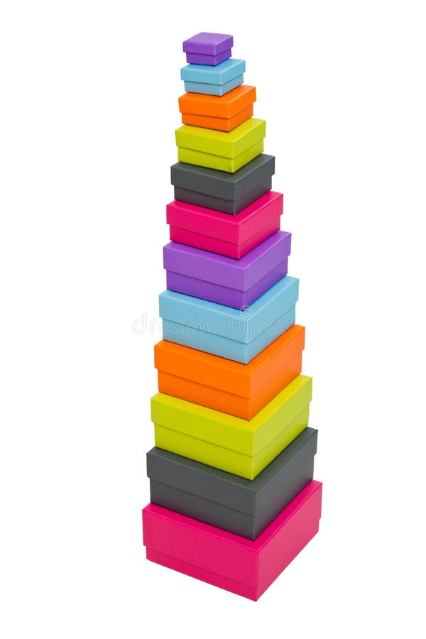 Stacked Colorful Packaging Boxes Stock Image - Image of label, fashion ...