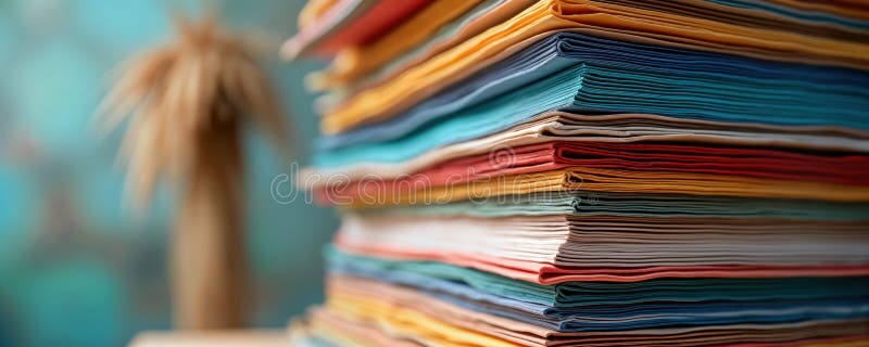 Stacked Colorful Papers Represent Compilation of Research Documents ...
