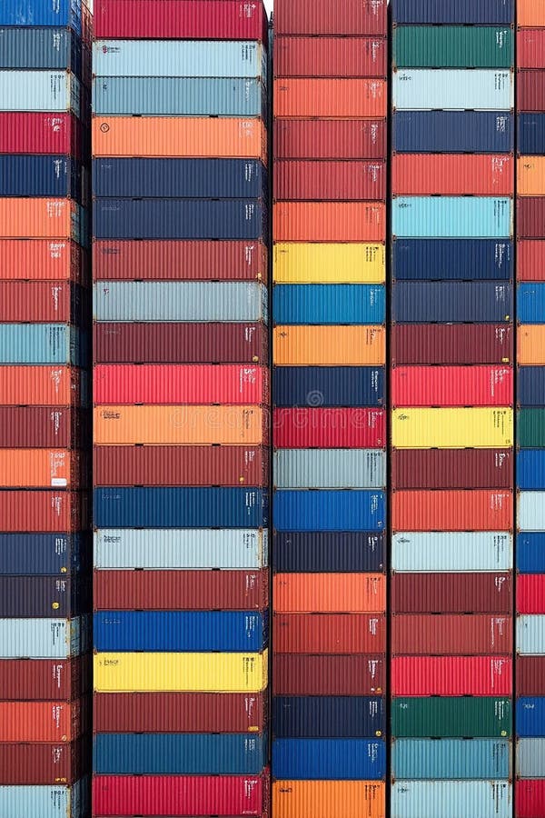 Stacked Colorful Shipping Containers at Cargo Terminal Stock Photo ...