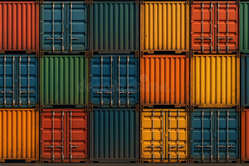 Stacked Colorful Shipping Containers Create a Vibrant, Industrial ...