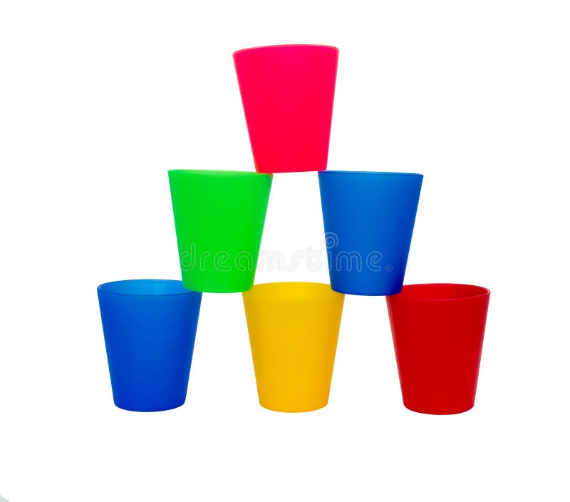 Stacked Coloured Cups stock image. Image of recycle, food - 55485485