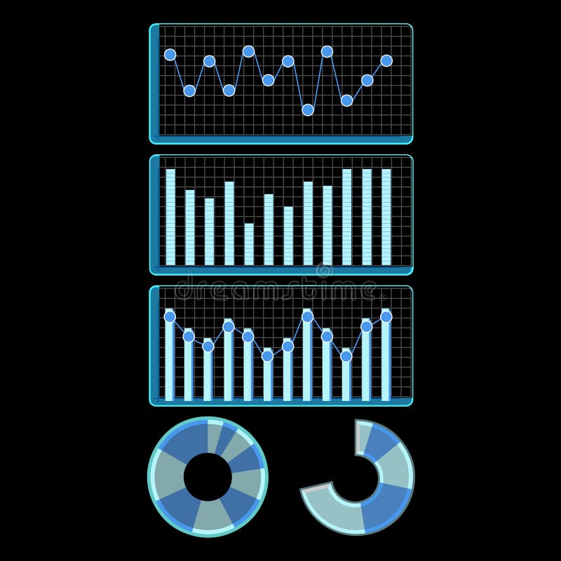 Stacked Column Pie Graph Hi Tech Stock Illustration - Illustration of ...
