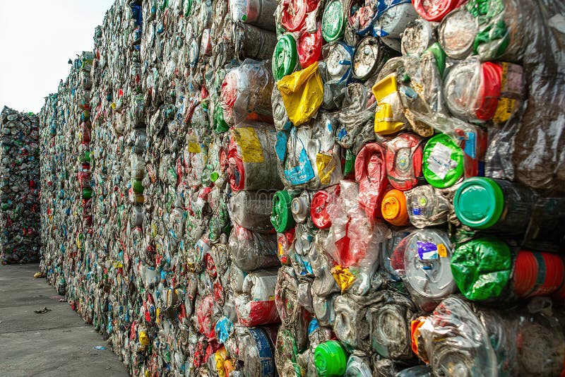 Stacked Compressed Recyclable Plastic Waste in Industrial Recycling ...