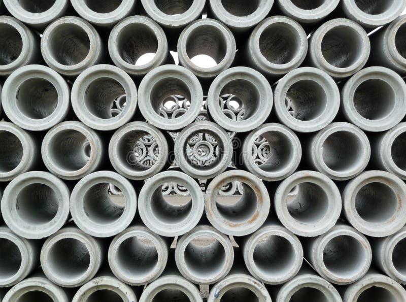 Stacked Concrete Drainage Pipes Abstract Stock Image - Image of ...