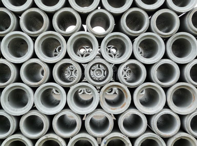Stacked Concrete Drainage Pipes Abstract Stock Image - Image of ...