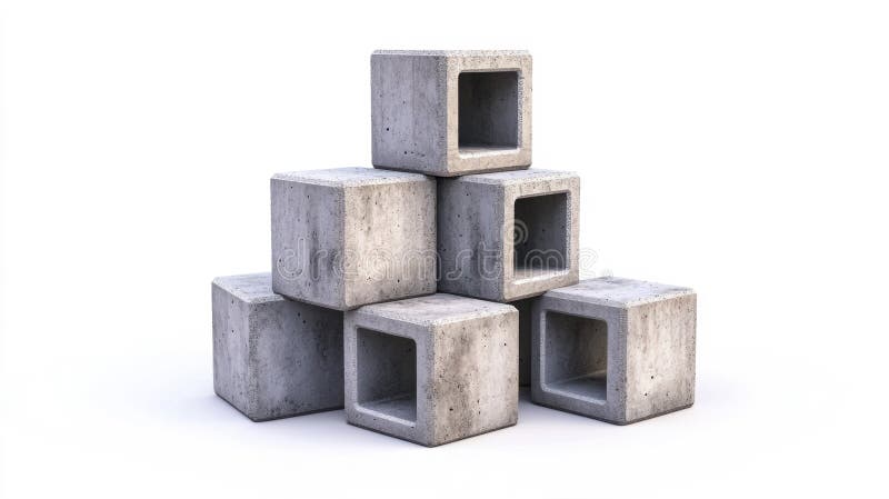Stacked Concrete Hollow Blocks Isolated on White Background Stock ...