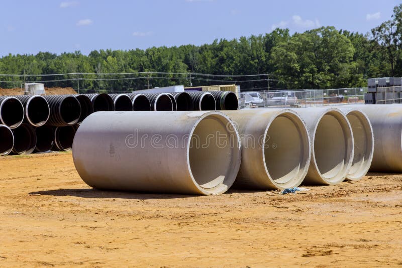Stacked Concrete Pipes To Construct Drainage Systems on Materials a ...