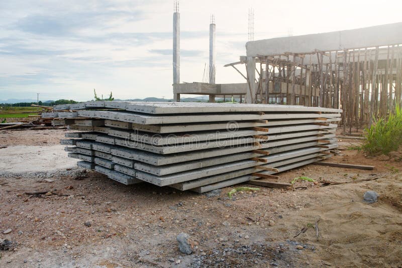 Stacked Concrete Plank Panel on Construction Site. Stock Image - Image ...