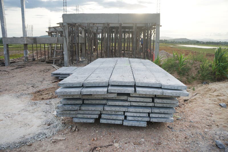 Stacked Concrete Plank Panel on Construction Site. Stock Photo - Image ...