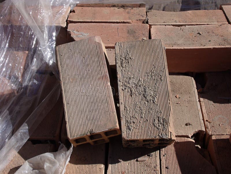Stacked Construction Bricks with Textured Surface Stock Image - Image ...