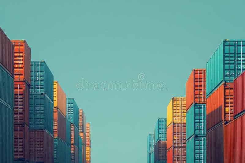 Stacked Containers Arranged in a Neat Row, Showcasing Organized Storage ...