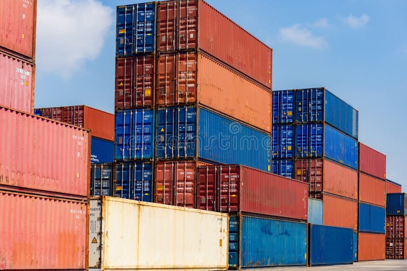 Stacked Containers in the Container Terminals, Industry and ...