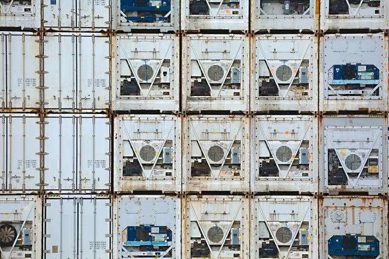 Stacked Refigerated Containers Stock Image - Image of logistics ...