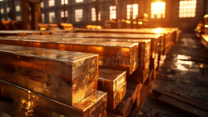 Stacked Copper Ingots in a Warehouse Stock Image - Image of economic ...