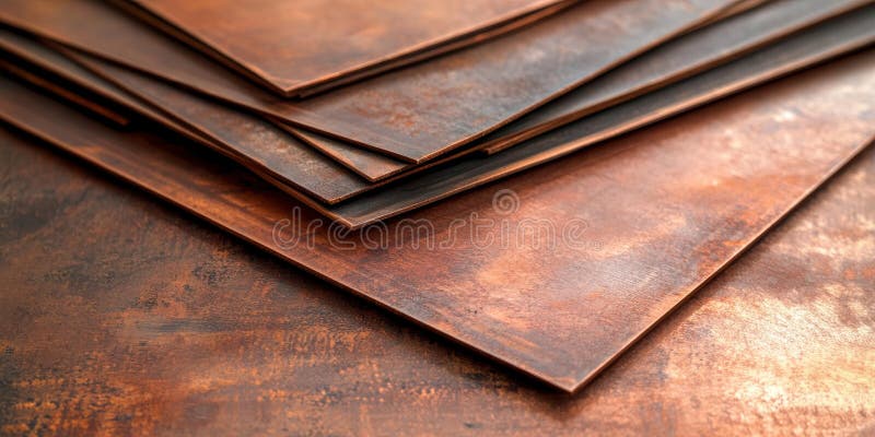 Stacked Copper Sheets Displaying Metallic Texture and Industrial ...