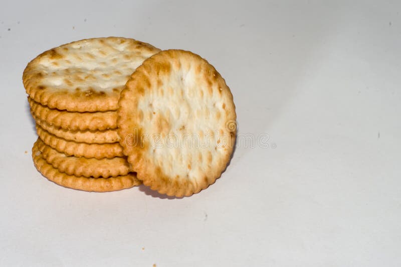 Stacked Crackers with White Background and Copy Space Stock Photo ...