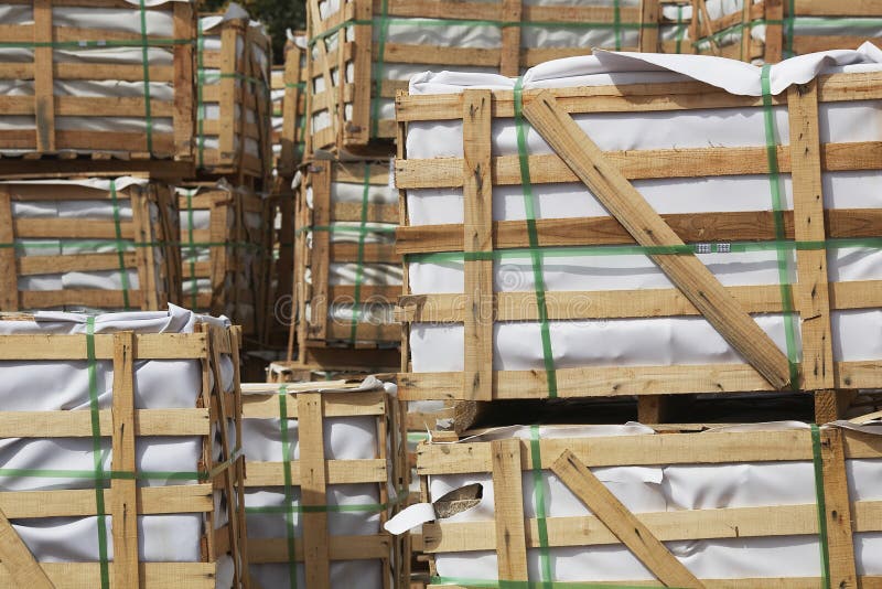 Stacked Crates of Building Materials Stock Photo - Image of stack ...
