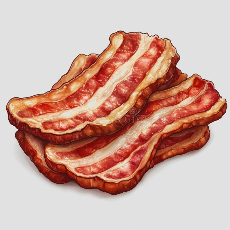 Flavorful Bacon Strips Stacked Together on a Neutral Background ...