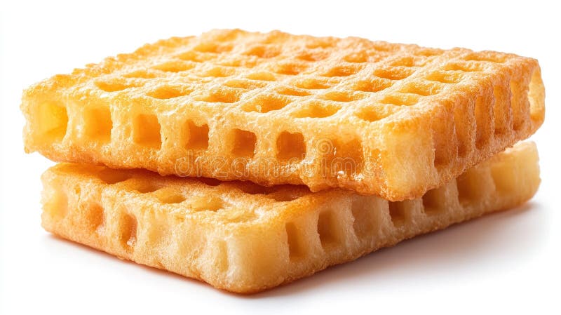 Stacked Crispy Waffle Squares on White Background Stock Illustration ...