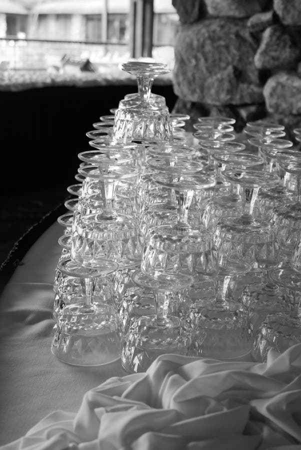 Stacked Crystal Wine Glasses Stock Photo - Image of indoors, distance ...