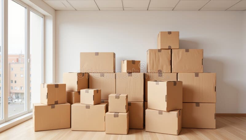 Stacked Cube Boxes in Office Space, Minimalist Organization Stock Photo ...