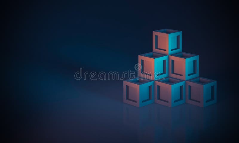 Stacked Cubes 3d Render Minimal Geometric Stock Illustration ...