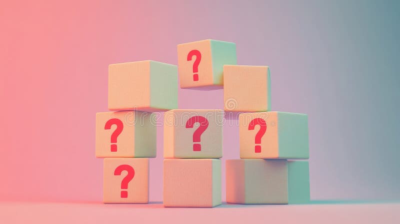 Stacked Cubes with Question Marks, Pastel Shades. Concept for ...