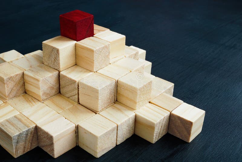 Pyramid of Cubes and One Red on Top. the Concept of Leadership, Success ...
