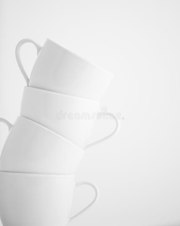 4 Stacked Cups in White, High Key Stock Image - Image of pile ...