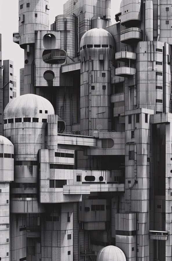 Stacked Cylinders of Modern Architecture Stock Image - Image of urban ...