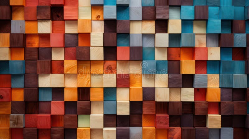Stacked 3D Wooden Cubes Form an Abstract Structure Against the Backdrop ...