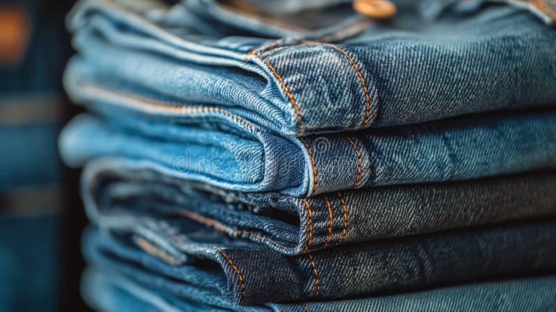 Stacked Denim Jeans Close Up Texture Detail Stock Illustration ...