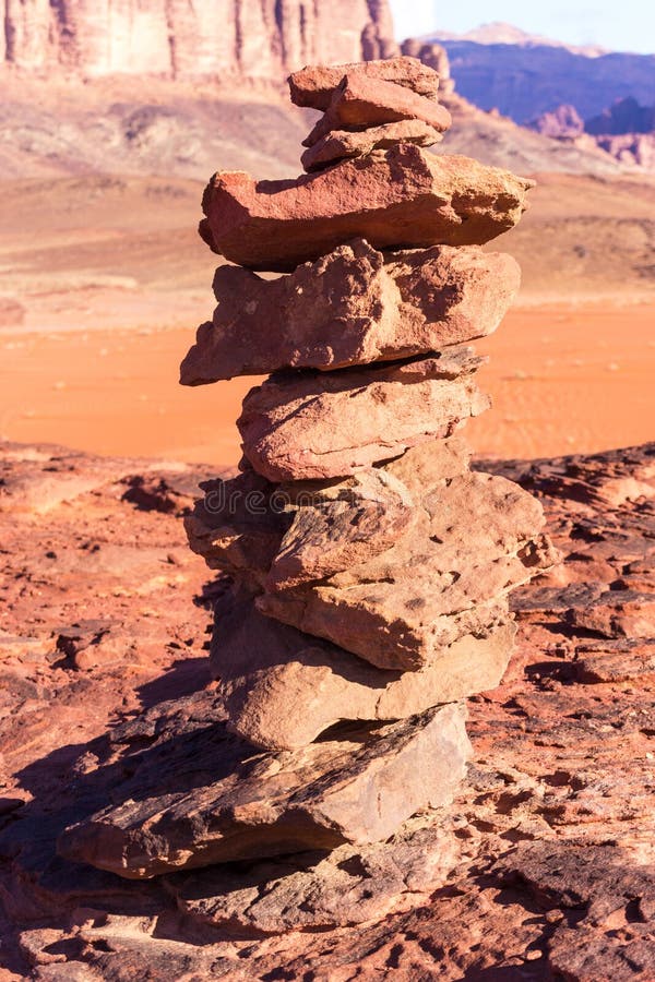 Stacked Desert Stones and Spectacular Wild Flowers Bloom in a Desert ...