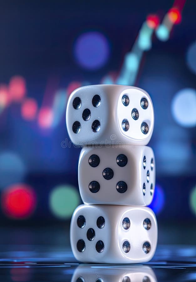 Stacked Dice with Financial Chart Background Representing Risk and ...